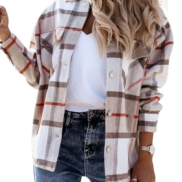 Coeur de vague | Jackets & Coats | Khaki Plaid Shacket | Poshmark